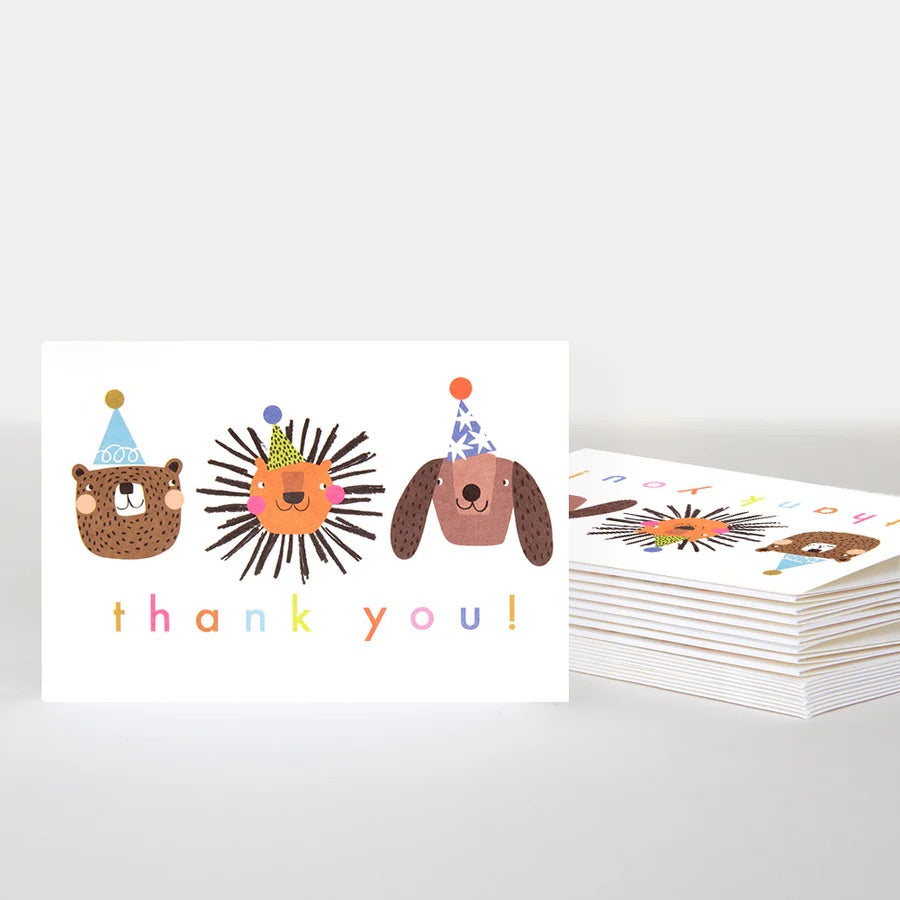 Caroline Gardner - Party Animals Thank You Cards Pack of 10 – Bunka