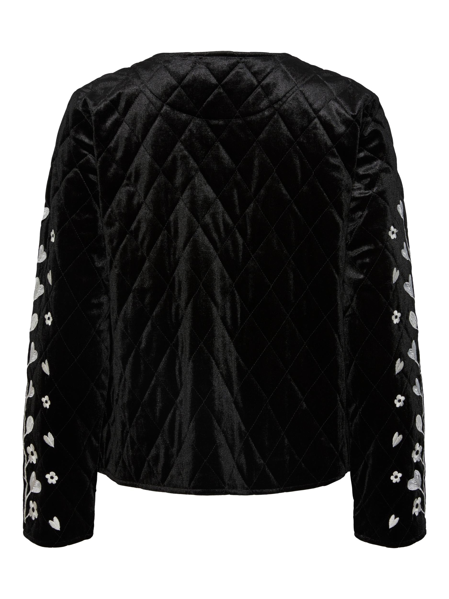 Pieces Alisson Velvet Quilt Jacket - Black – Bunka
