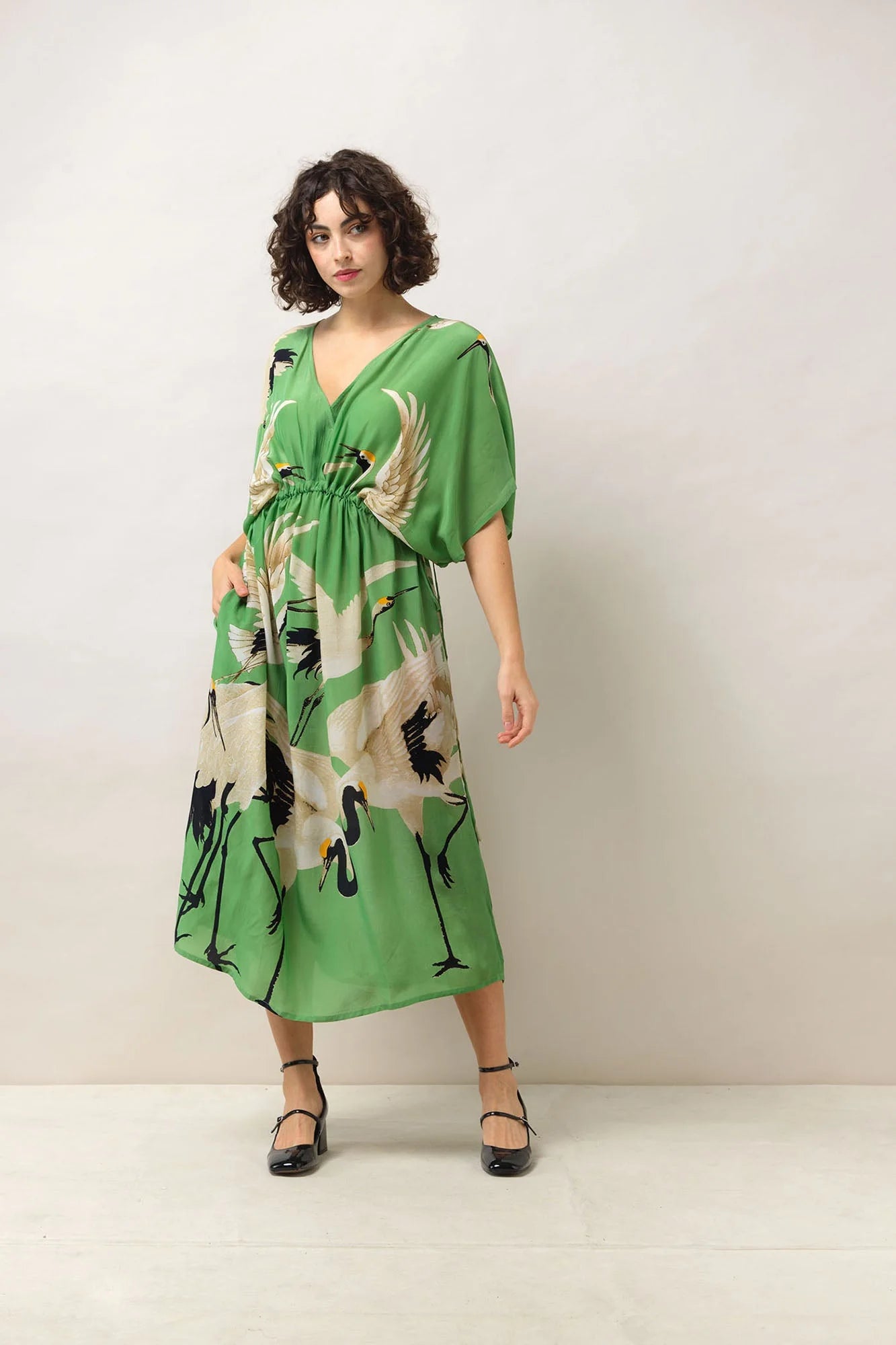 One Hundred Stars String Dress Stork Pea Green – Bunka