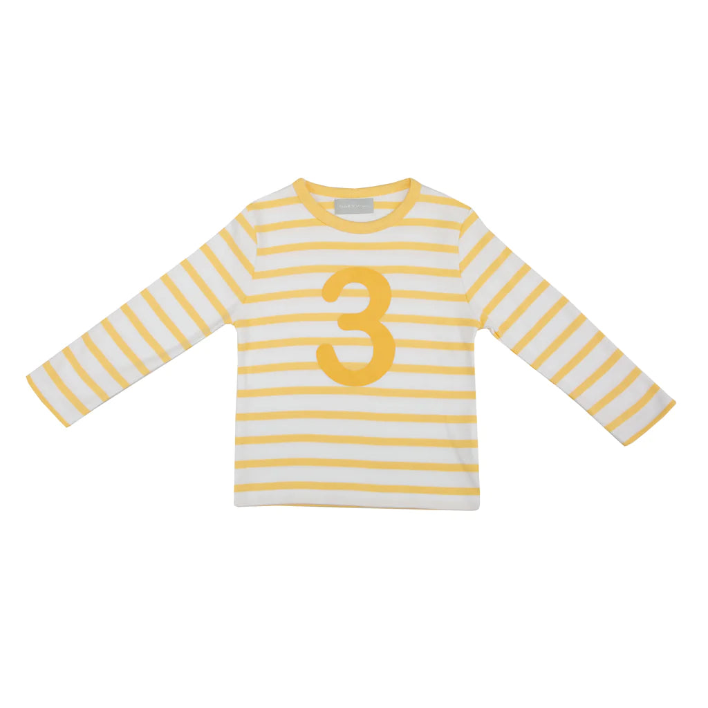 Bob & Blossom - Buttercup & White Striped Number 3 T-Shirt – Bunka