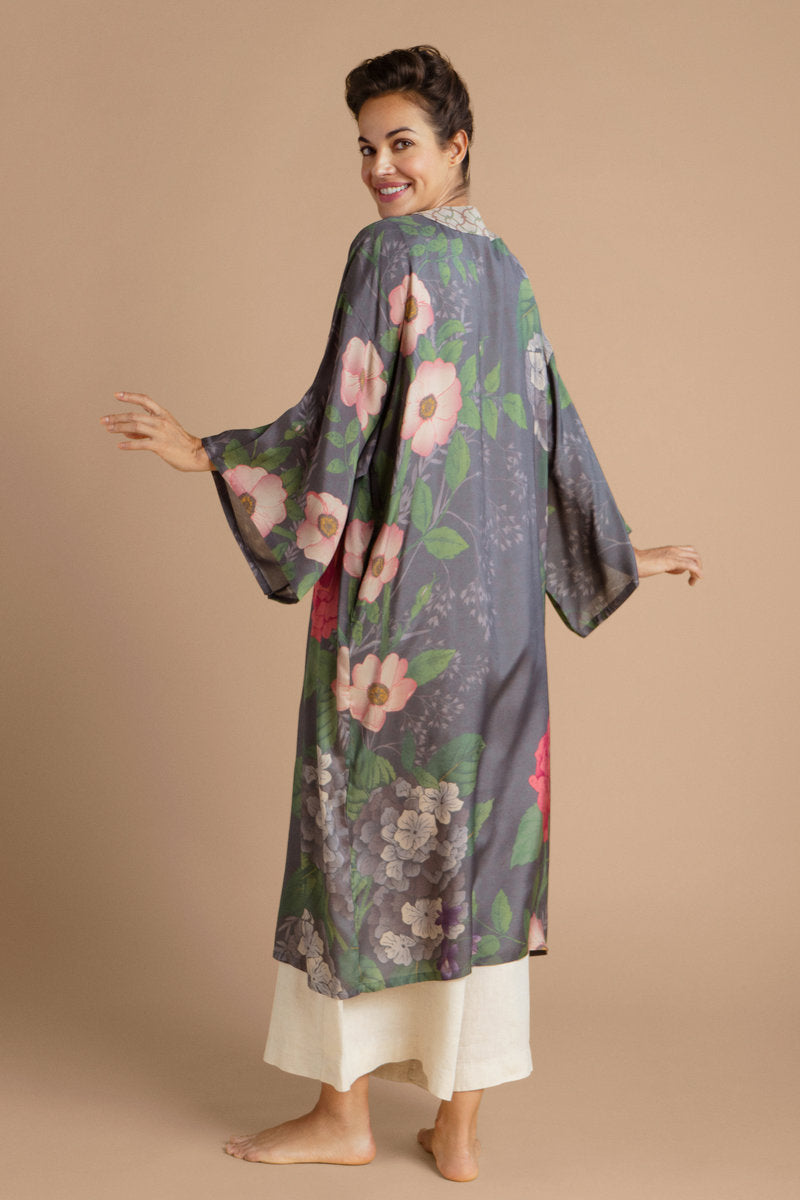 Powder Design - Hedgerow Kimono Gown Pewter – Bunka